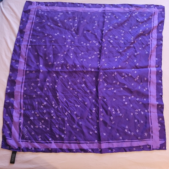 Accessories | Coach Logo Gorgeous Silk Scarf Women Color Purple 26x26 ...
